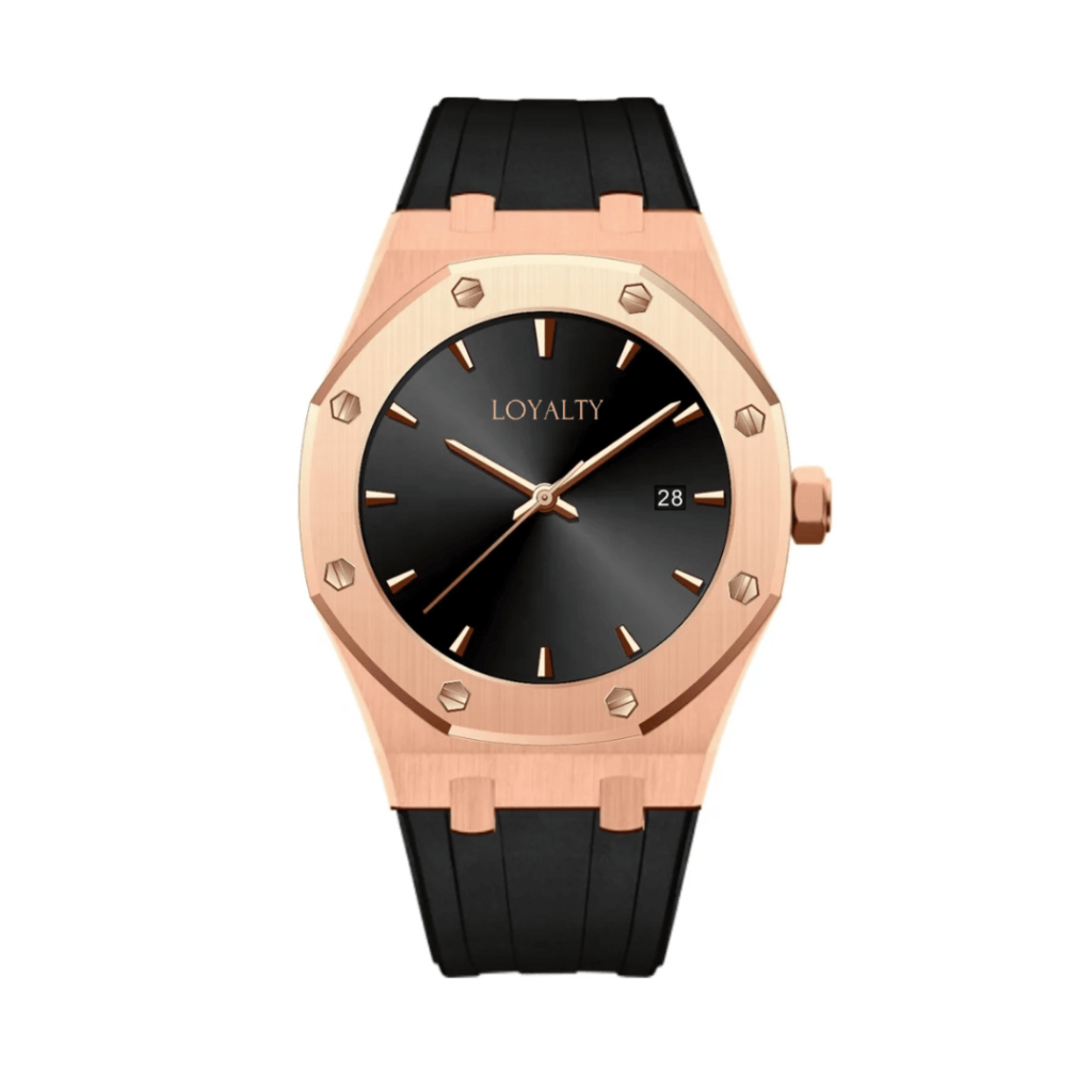 Reloj Dorado con Correa de Silicona Negra - Loyalty Watches